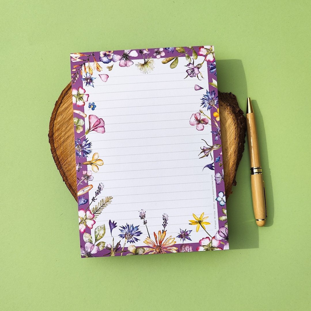 Floral A5 Lined Notepad | Pressed Flowers - Etsy