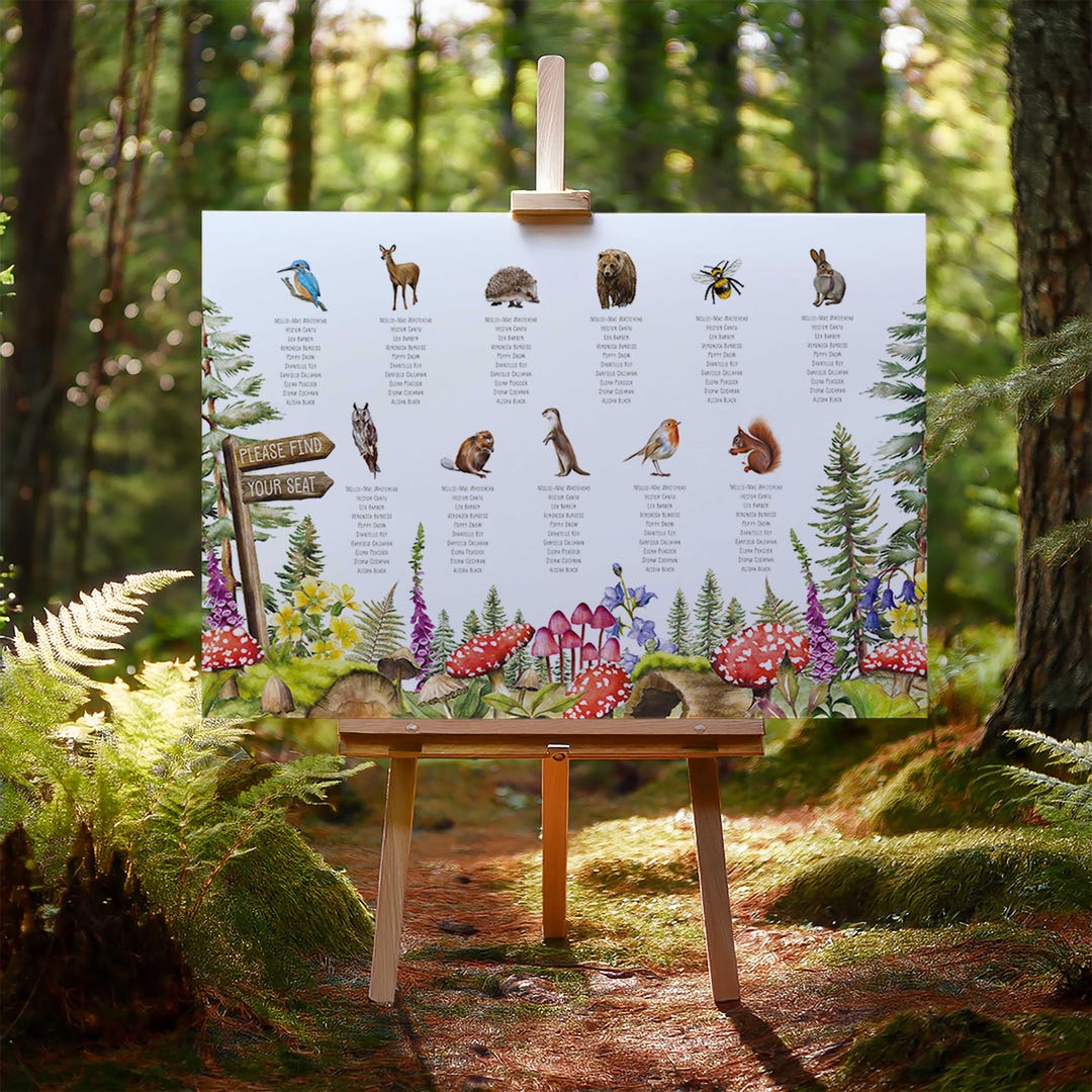Woodland Animals Table Plan or Welcome Sign: Personalized Forest ...