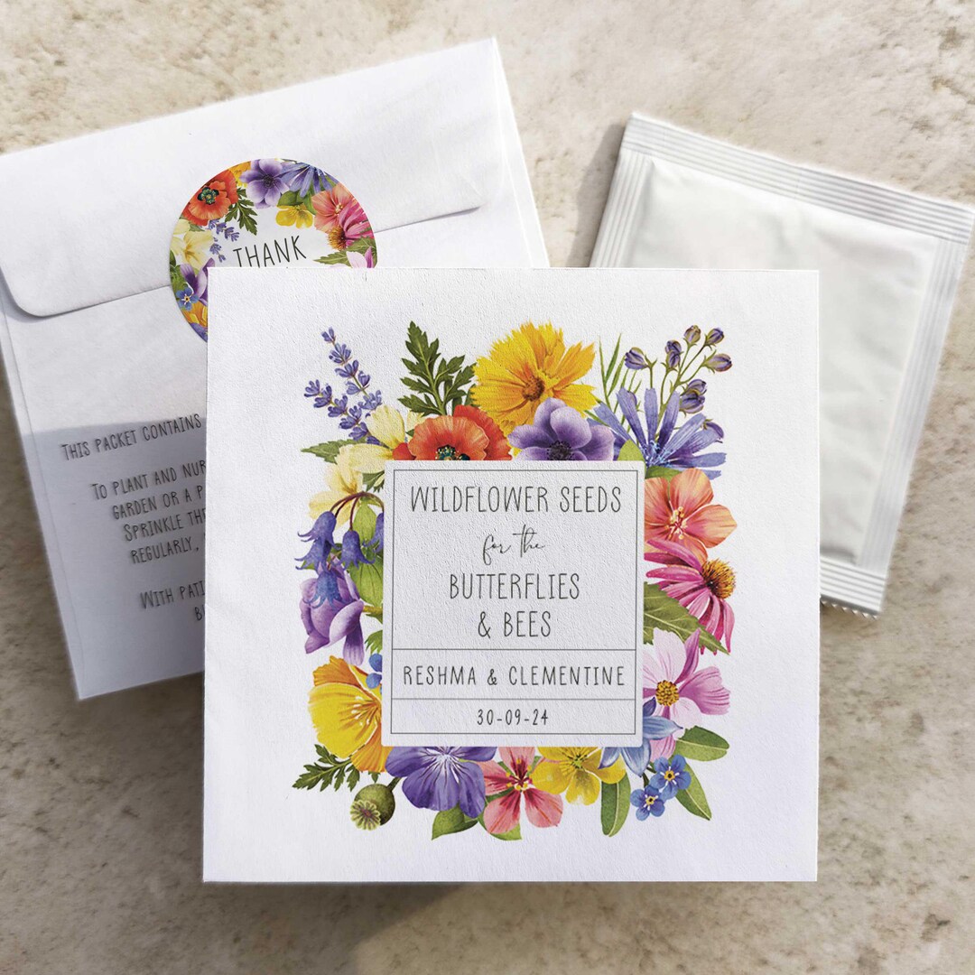 10 X Colourful Wildflower Seed Packet Wedding Favours, for the Bees - Etsy