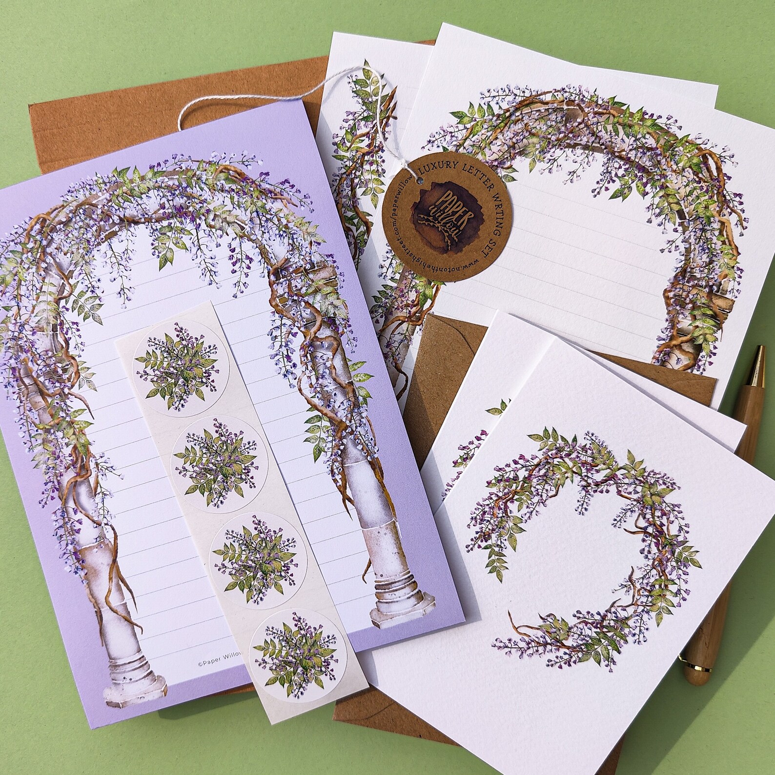 Luxury Letter Writing Set, Wisteria Lilac Watercolours, Note Paper,a5 ...