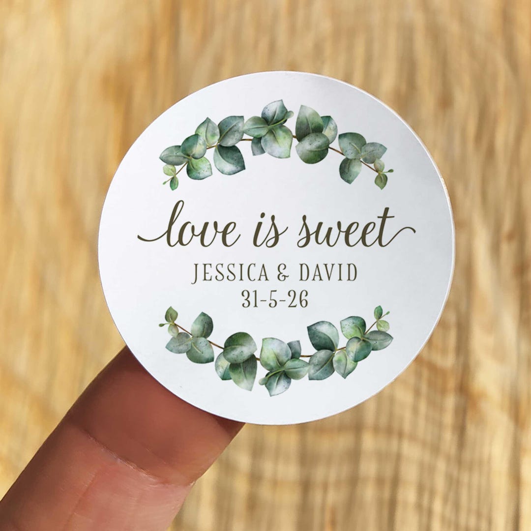 Eucalyptus Wedding Stickers: Personalized Round Labels (35 X 37mm) - Etsy