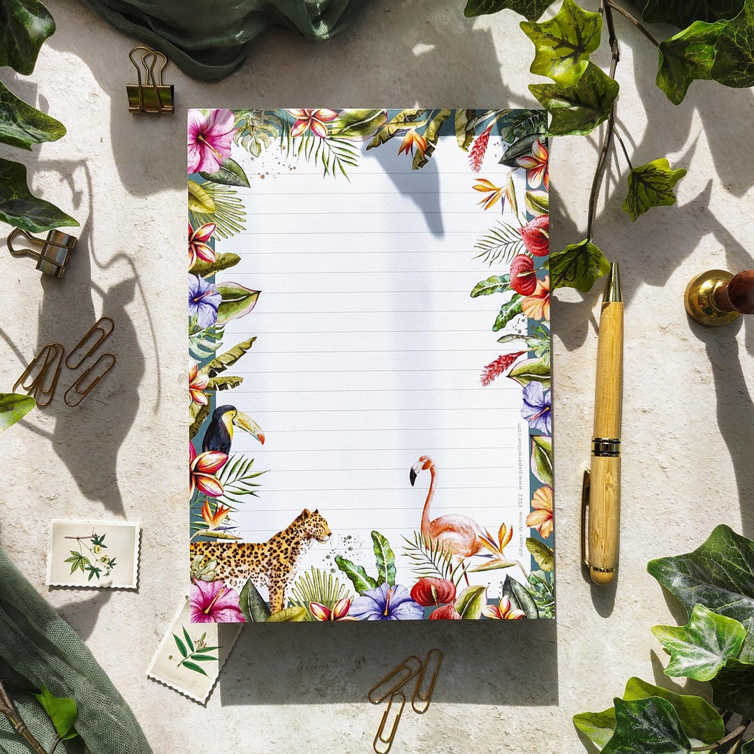 Floral A5 Lined Notepad | Tropical Animals - Etsy