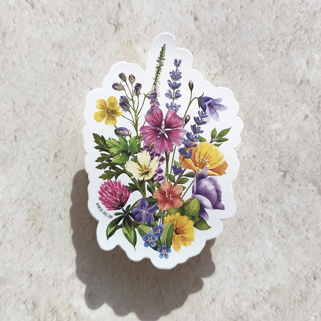 Colorful Flower Bunch Vinyl Sticker, 10cm X 8cm Waterproof Die Cut ...