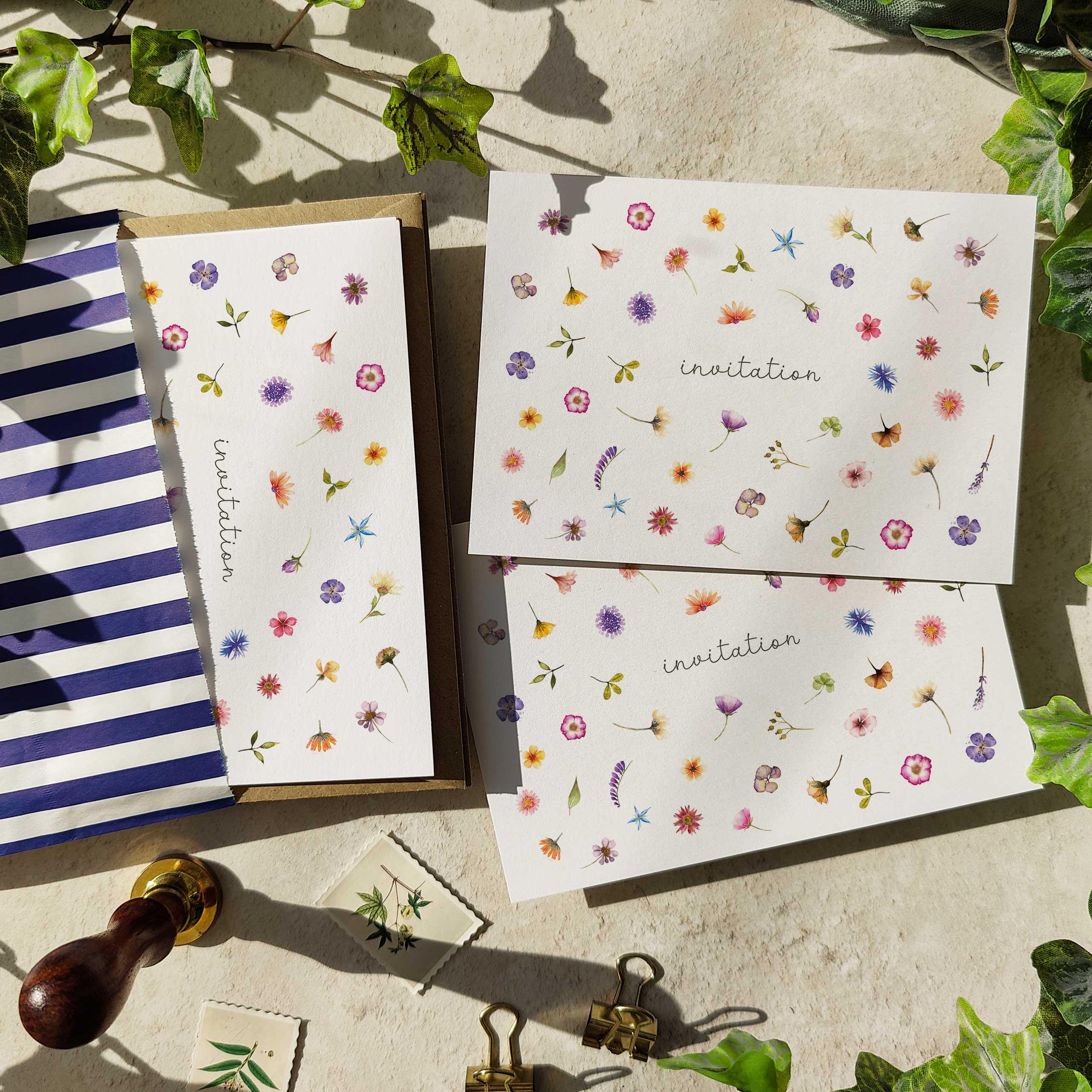 Pressed Wildflowers Blank Invitations & Envelopes - Etsy