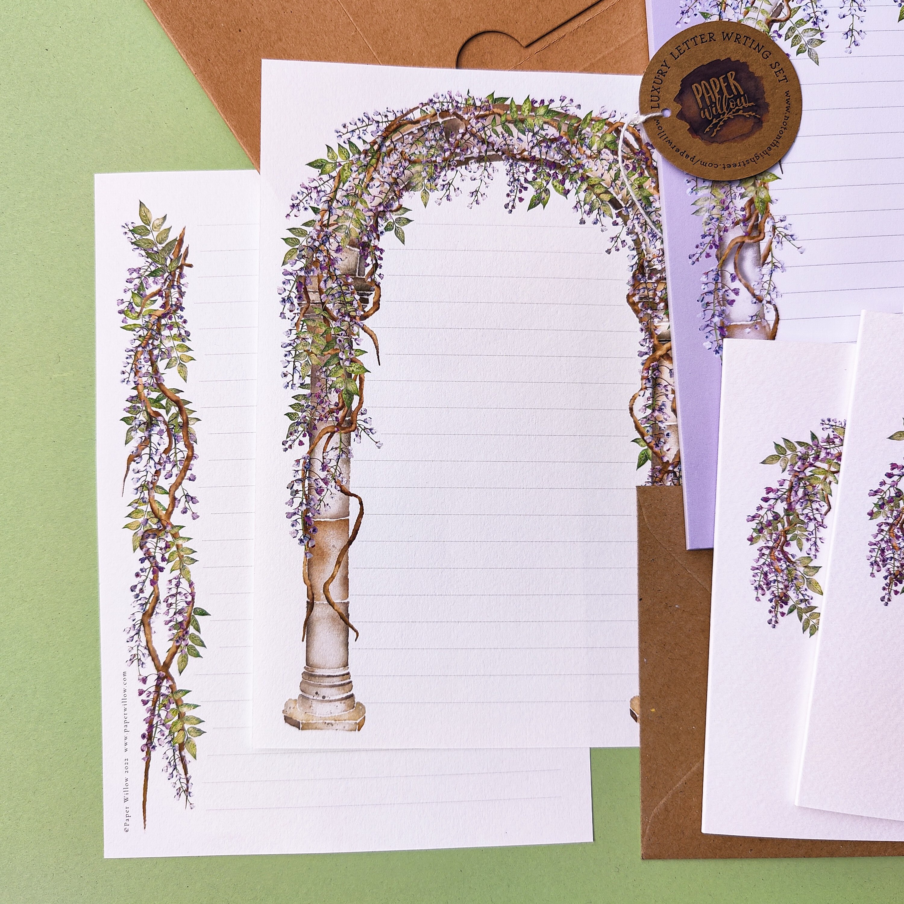 Luxury Letter Writing Set, Wisteria Lilac Watercolours, Note Paper,a5 ...