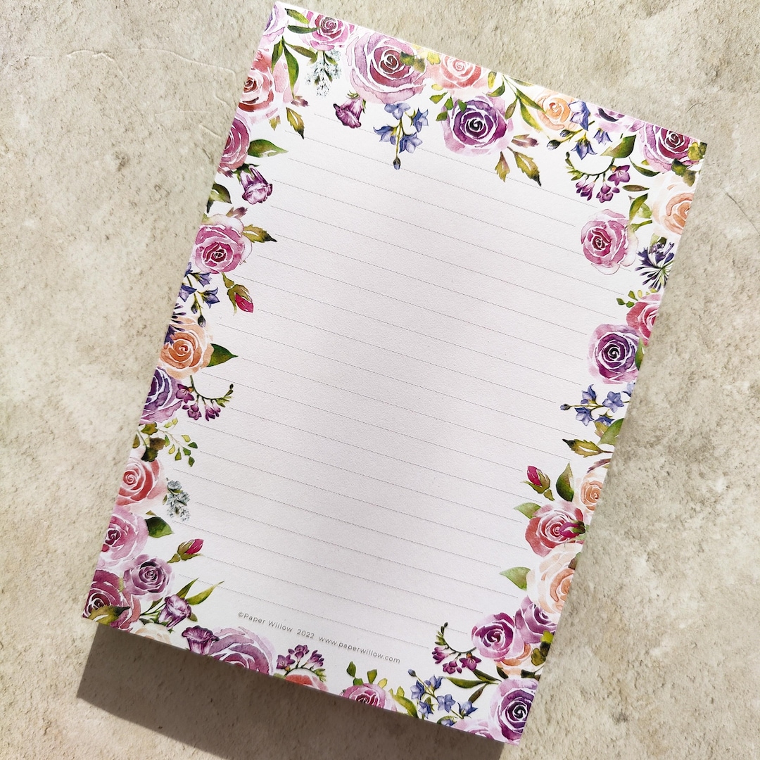Vintage-inspired Floral Notepad - A5 Size With Elegant Pink Roses - Etsy