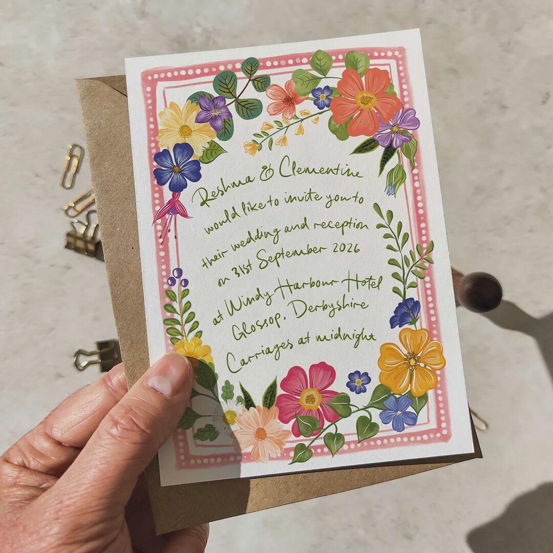 Whimsical, Floral Evening Invitation SAMPLE & Envelopes - Etsy