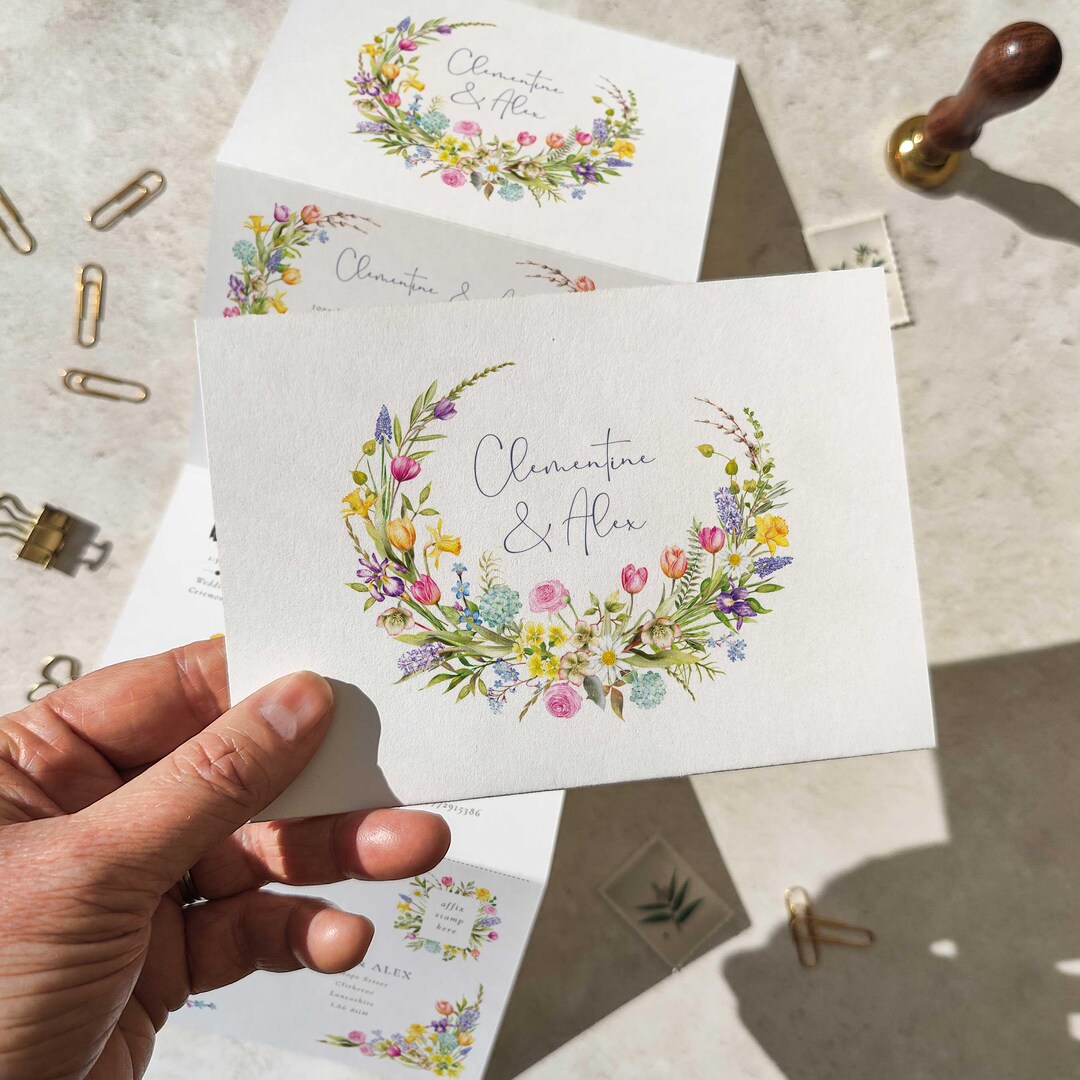 Spring Flowers Folded Concertina Invitation SAMPLE With Wedding ...