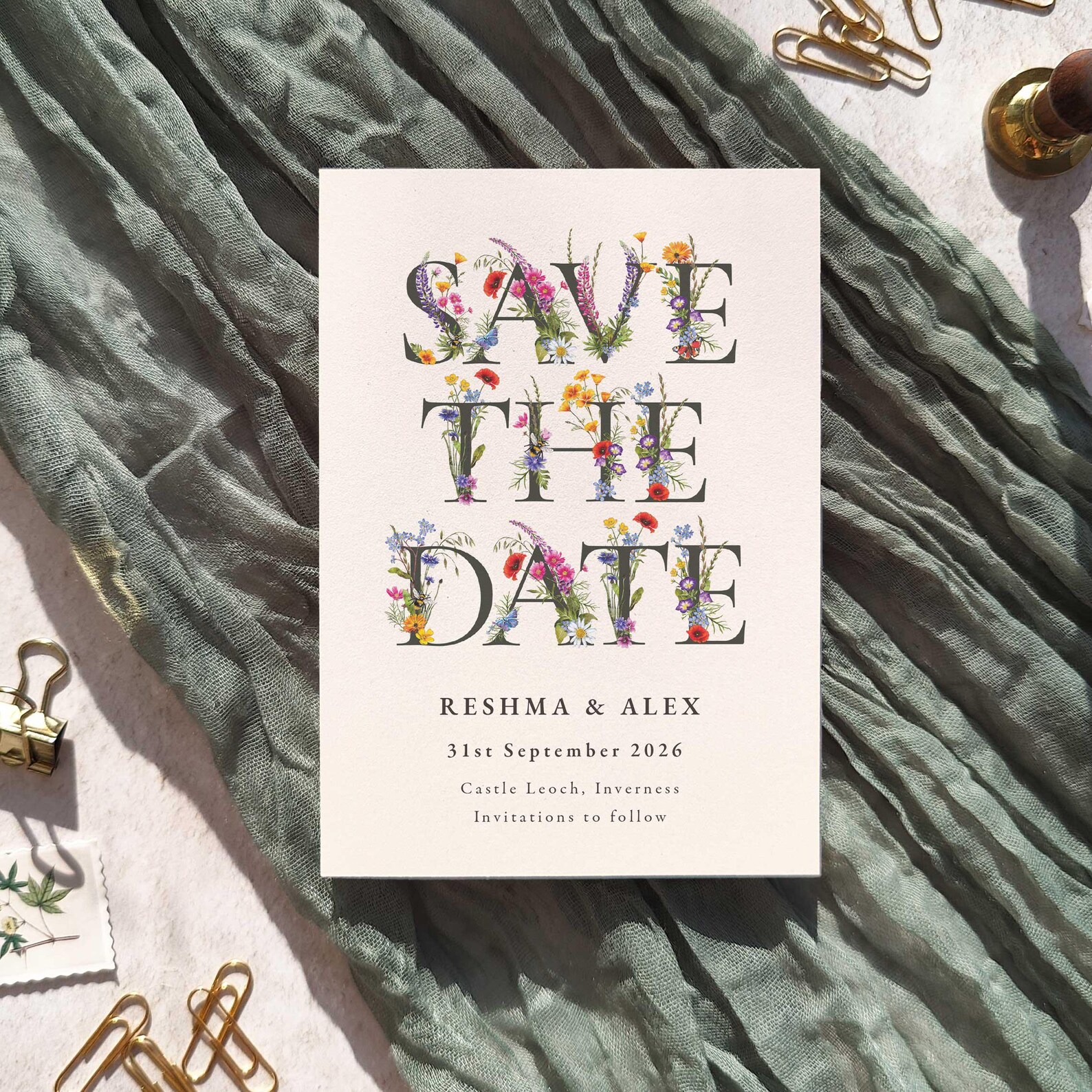 Wildflower Save the Date Editable File. Rustic Print Yourself Card. - Etsy