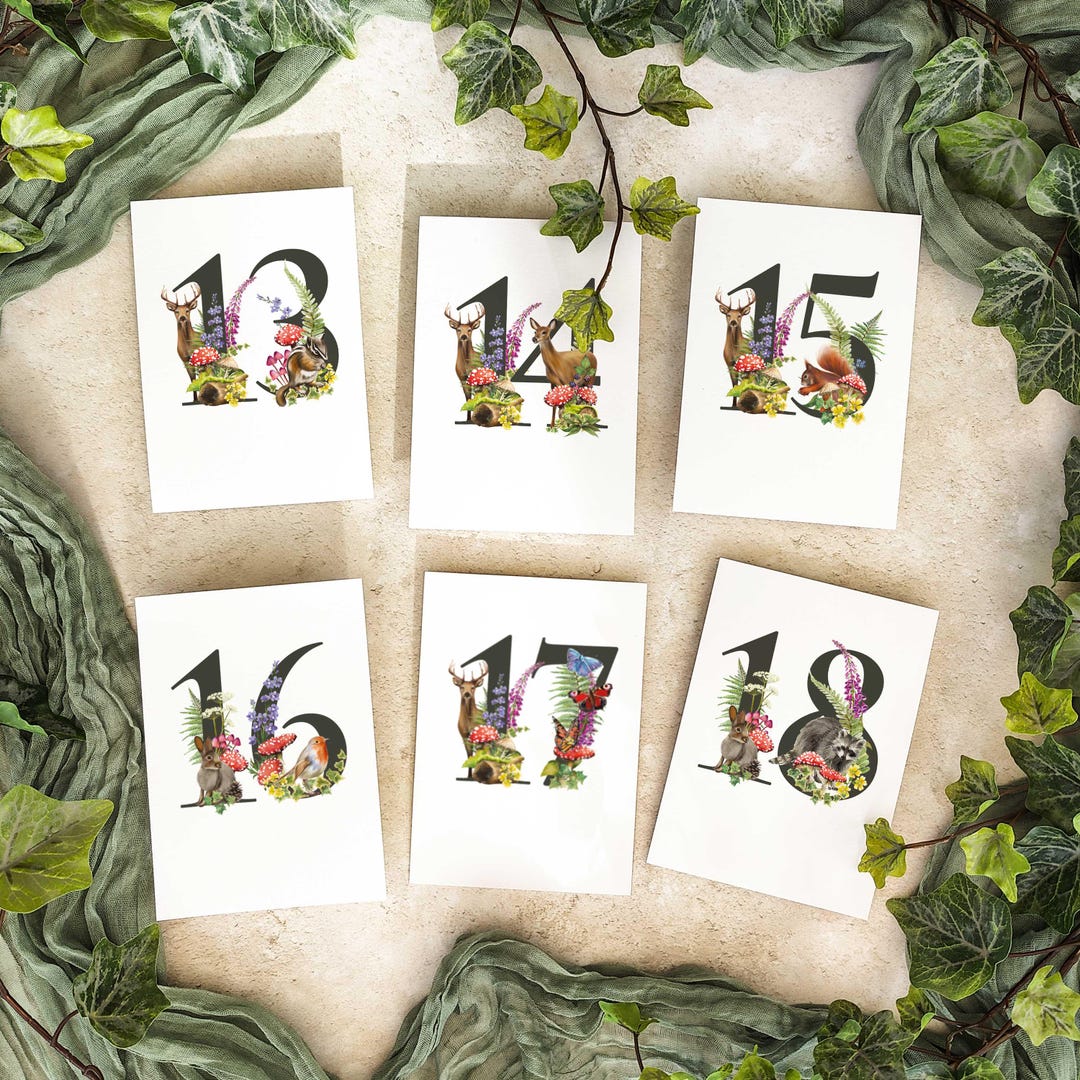 Woodland Animal Table Numbers: Rustic Wedding Decor - Etsy