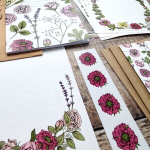 Luxury Letter Writing Set, Pink Flowers, Note Paper, Notecards and ...