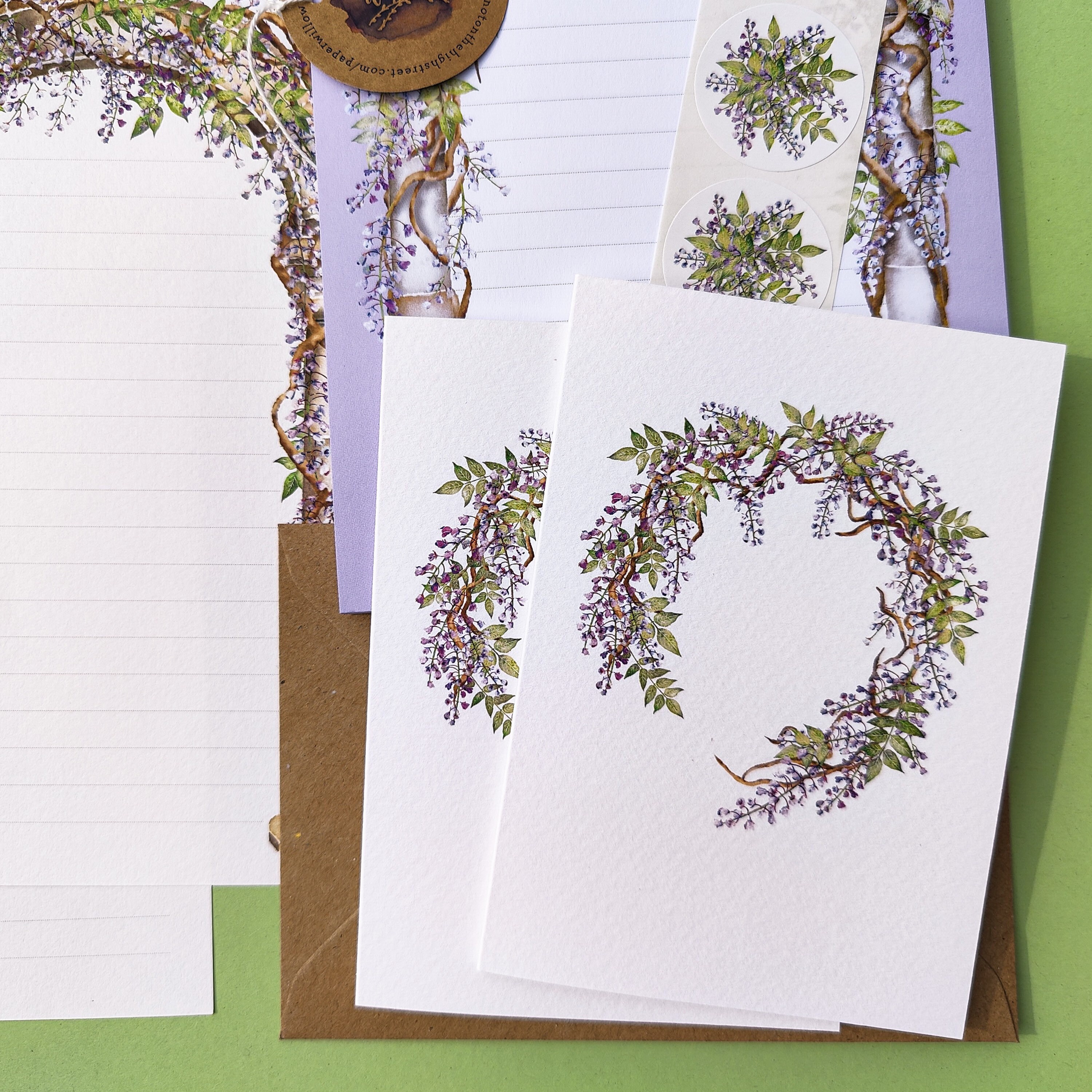 Luxury Letter Writing Set, Wisteria Lilac Watercolours, Note Paper,a5 ...
