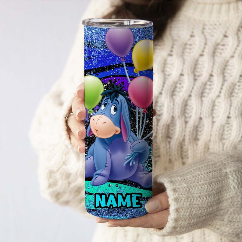 Custom Name Winnie Eeyore 20oz Skinny Tumbler Png, Cartoon Movie ...
