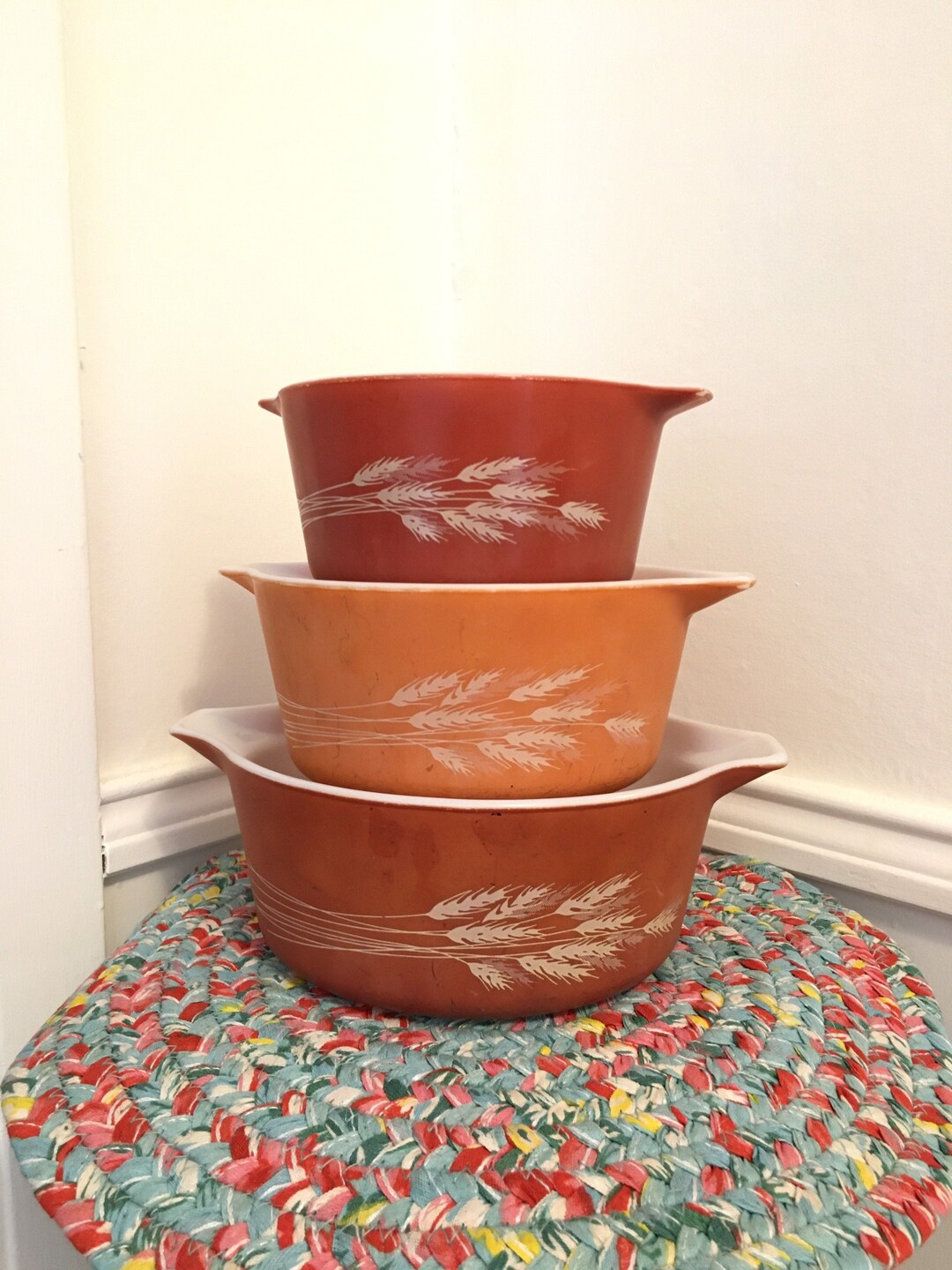Autumn Harvest Wheat Pyrex Casserole Dishes. Vintage Pyrex. Pyrex ...