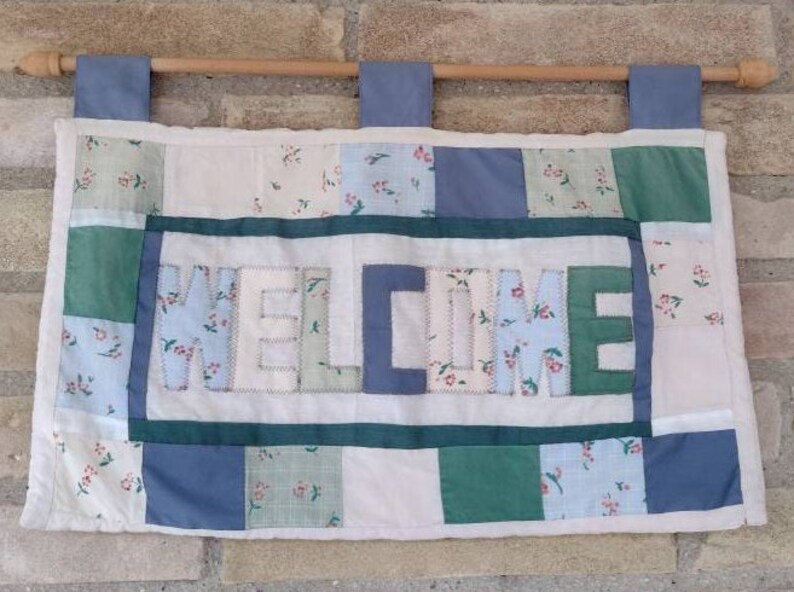 Handmade Quilted Welcome Sign. Welcome Sign. Cottage Style. Shabby Chic ...