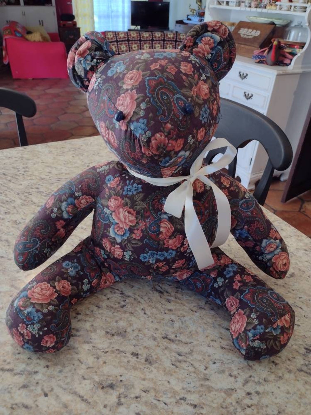 Flower Bear. Stuffed Bear. Vintage Bear. Teddy Bear. Hand Made Bear ...