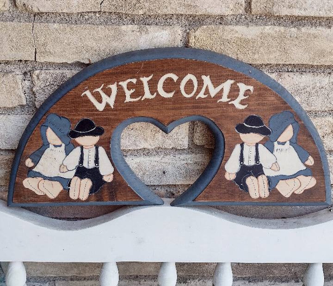 Amish Welcome Sign. Folk Welcome Sign. Americana Welcome Sign.wooden ...