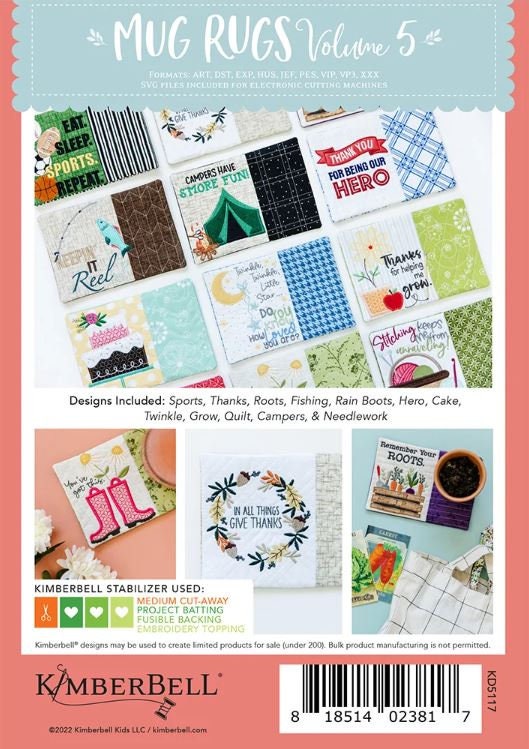 Kimberbell Mug Rugs Volume 5 Machine Embroidery CD - Etsy