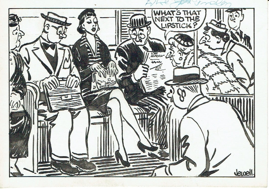 The Male Gaze - Original Cartoon Artwork, 1957 - Ink on Card, 6 X 4 ...