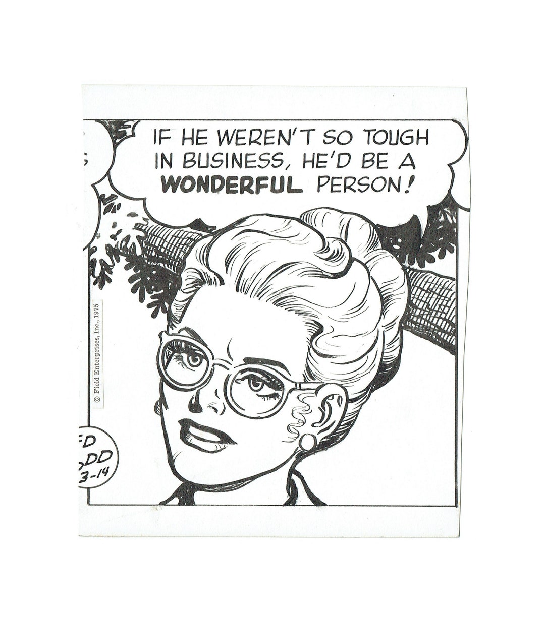Original Artwork 1975 US Comic Strip Single Panel Ink on - Etsy