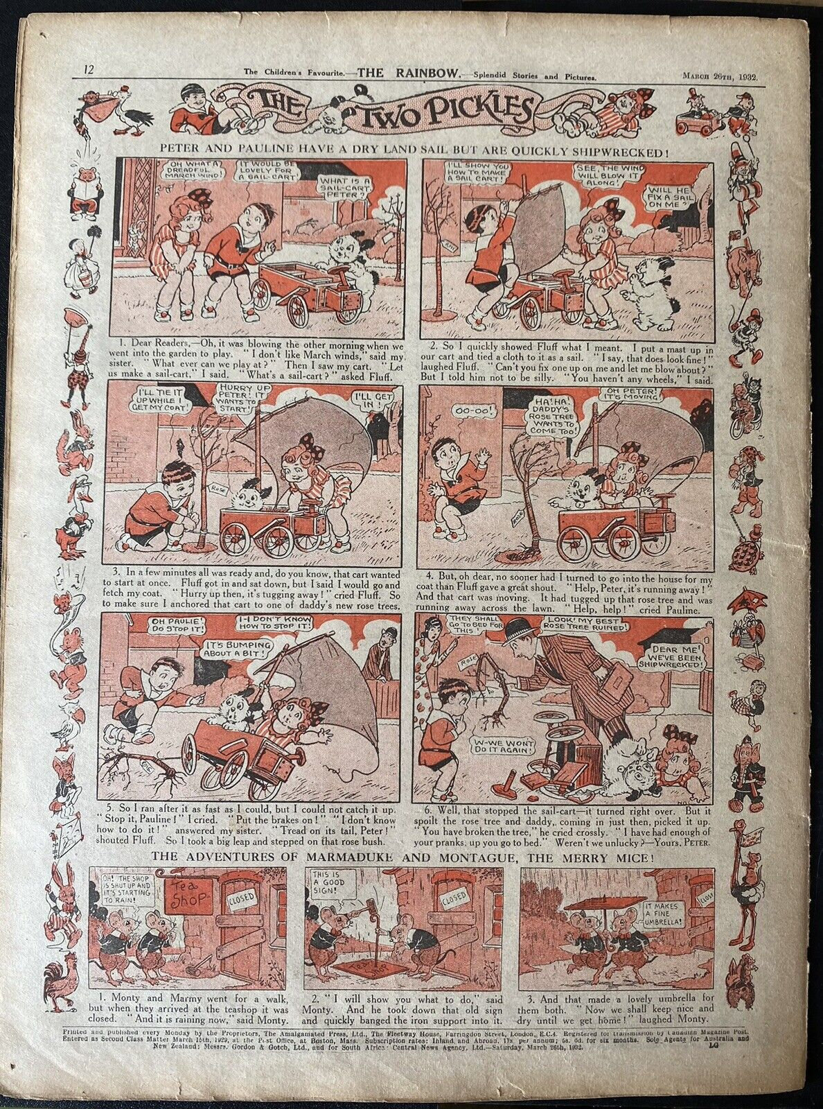Pen and Ink on Card, Hand Drawn Comic Panel 1944 the Two Pickles ...