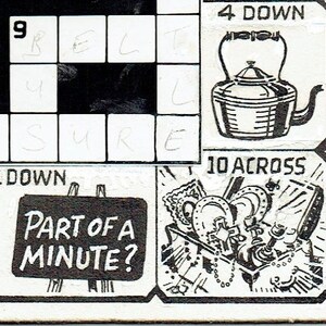1960s Crossword Artwork, Original Art, Ink on Board, 7.5 X 5.5 Inches ...