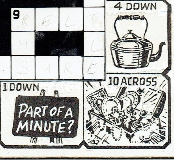 1960s Crossword Artwork, Original Art, Ink on Board, 7.5 X 5.5 Inches ...