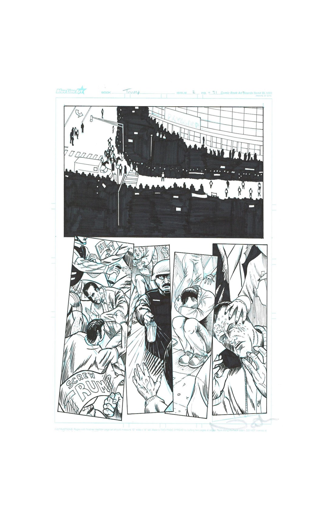 Trump Riot! - Original Comic Art - 2016, Ink on Card - 17x11 Inches ...