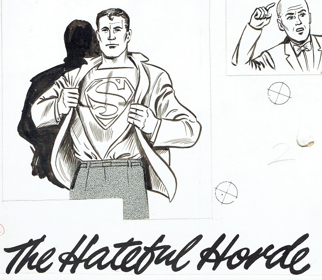 Superman Original Artwork 1967 Pen and Ink on Art Board With Annual. - Etsy