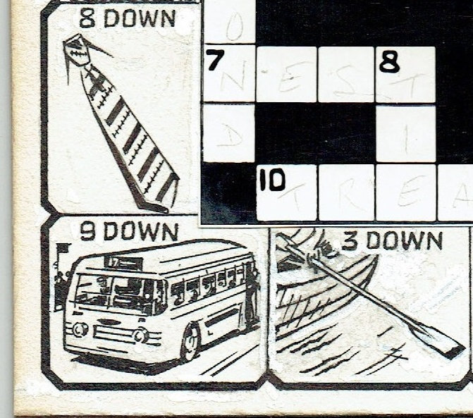 1960s Crossword Artwork, Original Art, Ink on Board, 7.5 X 5.5 Inches ...