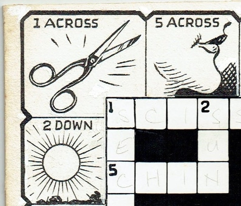 1960s Crossword Artwork, Original Art, Ink on Board, 7.5 X 5.5 Inches ...