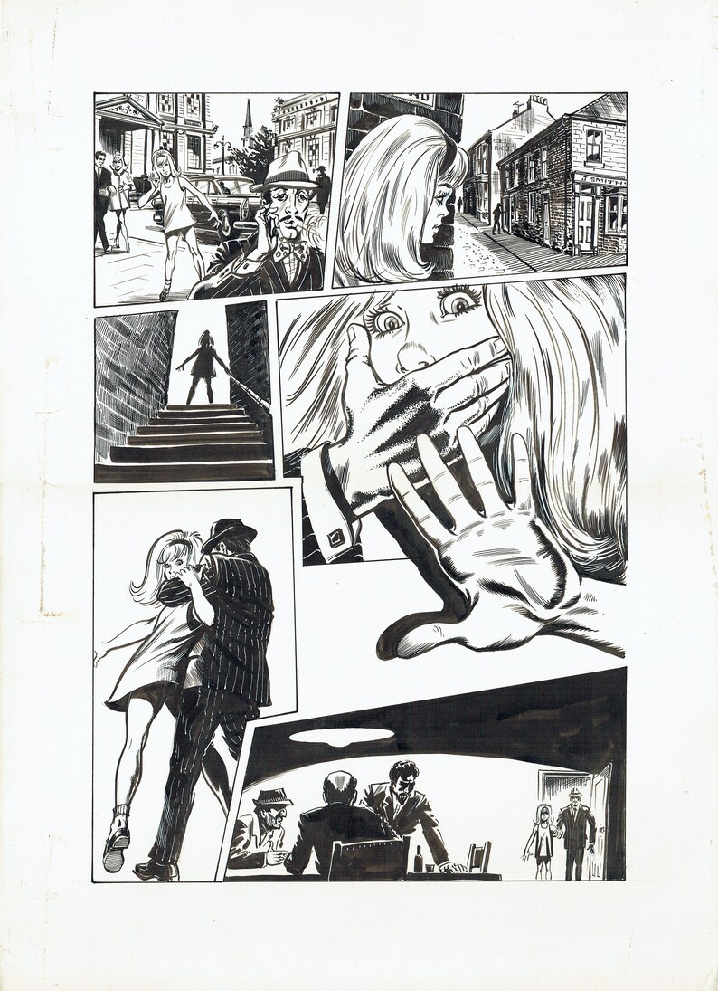Kidnap Large Original Comic Art 1960s Ink on Thick Board 21 X 15 Inches ...