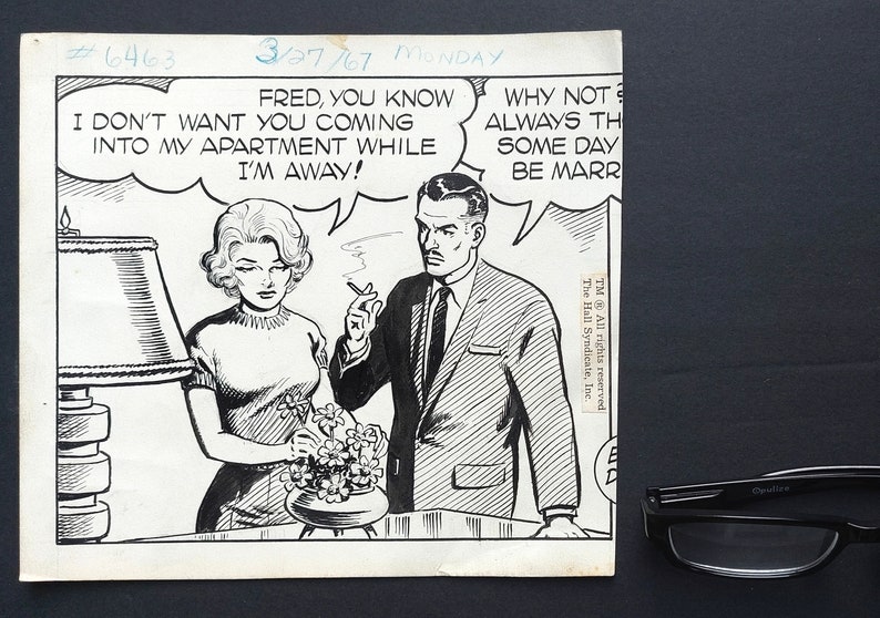 Original Artwork 1967, US Comic Strip, Two Panels, Ink on Card, 7 X 7.5 ...