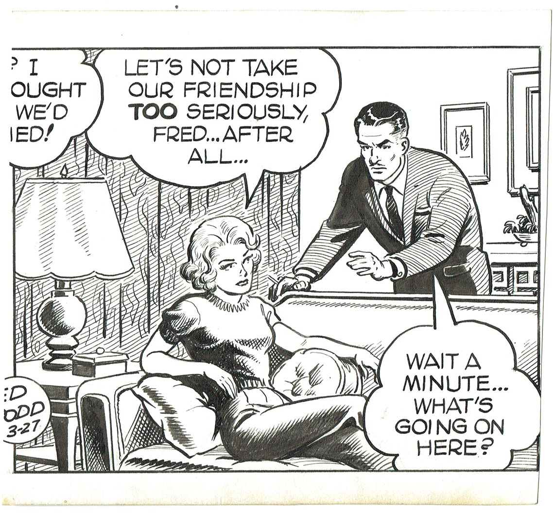 Original Artwork 1967, US Comic Strip, Two Panels, Ink on Card, 7 X 7.5 ...