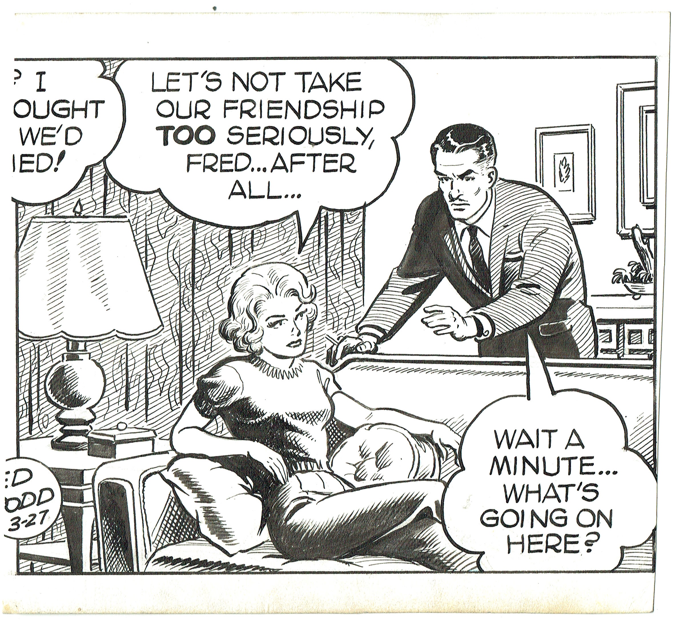 Original Artwork 1967, US Comic Strip, Two Panels, Ink on Card, 7 X 7.5 ...