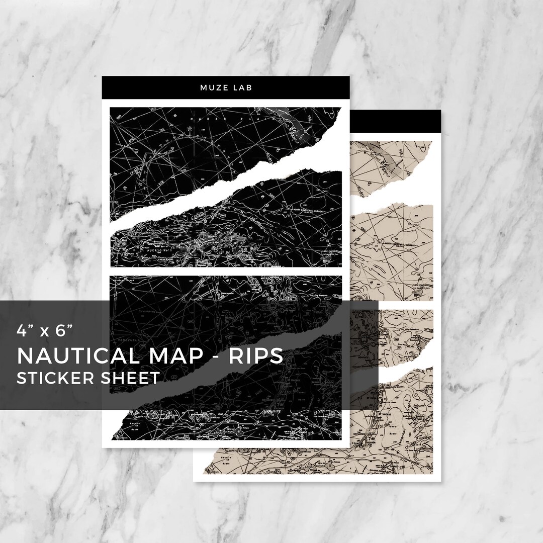 Nautical Map - Ripped Paper Sticker Sheet - Etsy