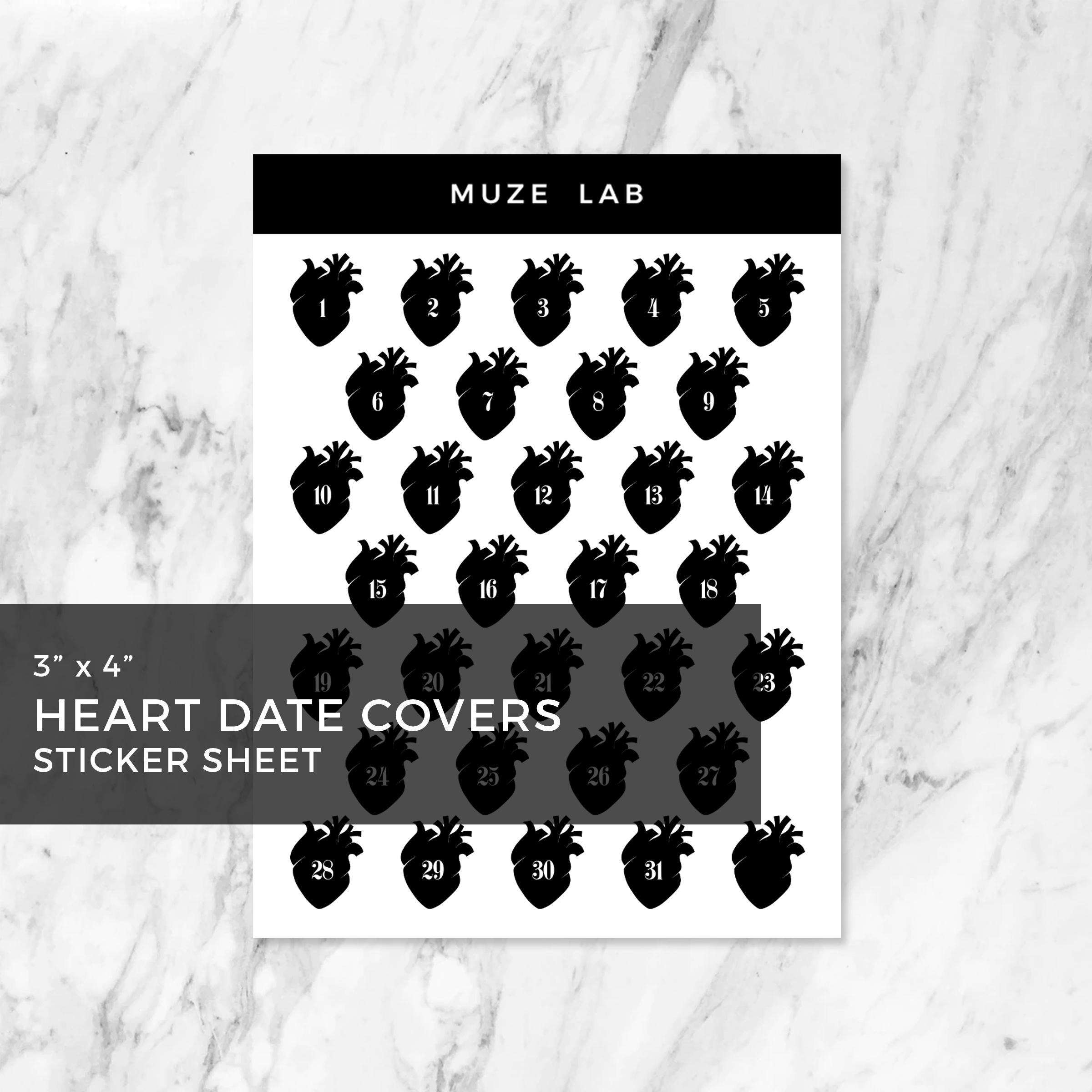 Anatomical Heart Date Covers Sticker Sheet - Etsy