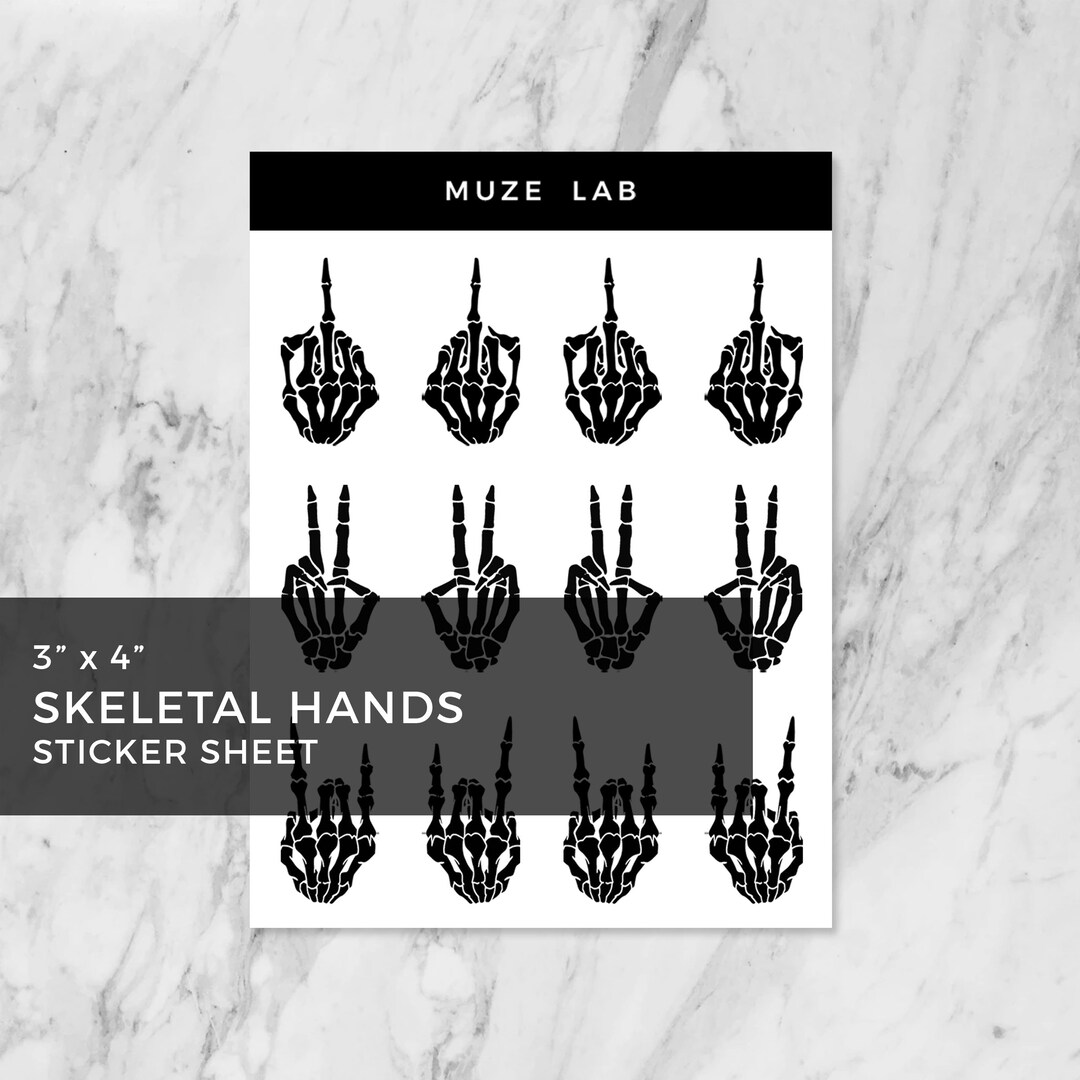 Skeleton Hands Sticker Sheet - Etsy