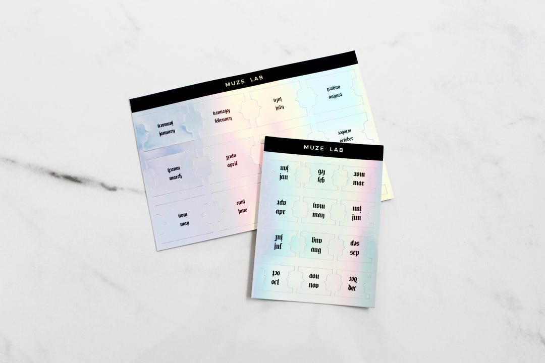 Holographic Gothic Month Tabs Sticker Sheet - Etsy