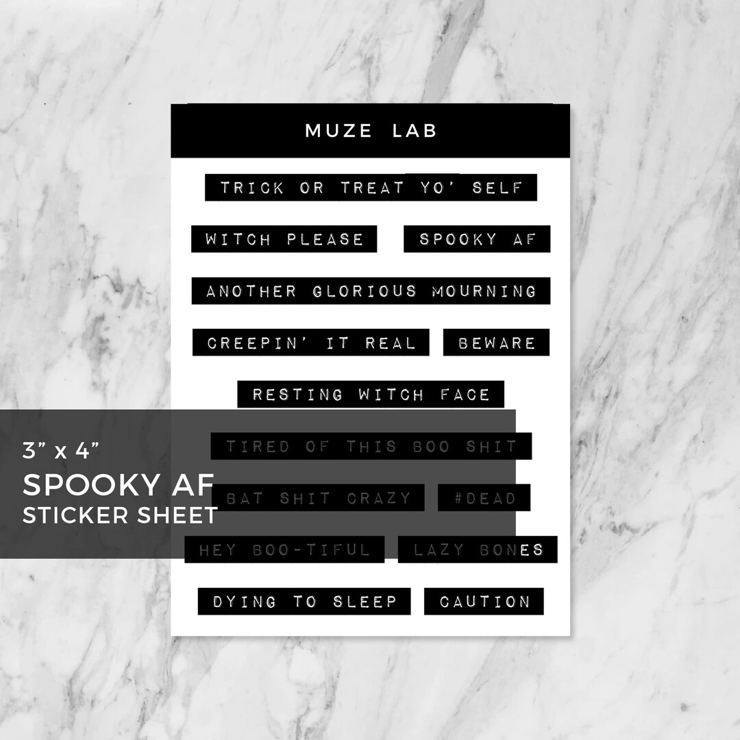 Spooky AF Halloween Sticker Sheet - Limited Release - Etsy