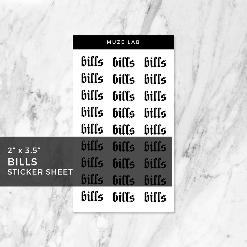Bills Sticker Sheet - Etsy