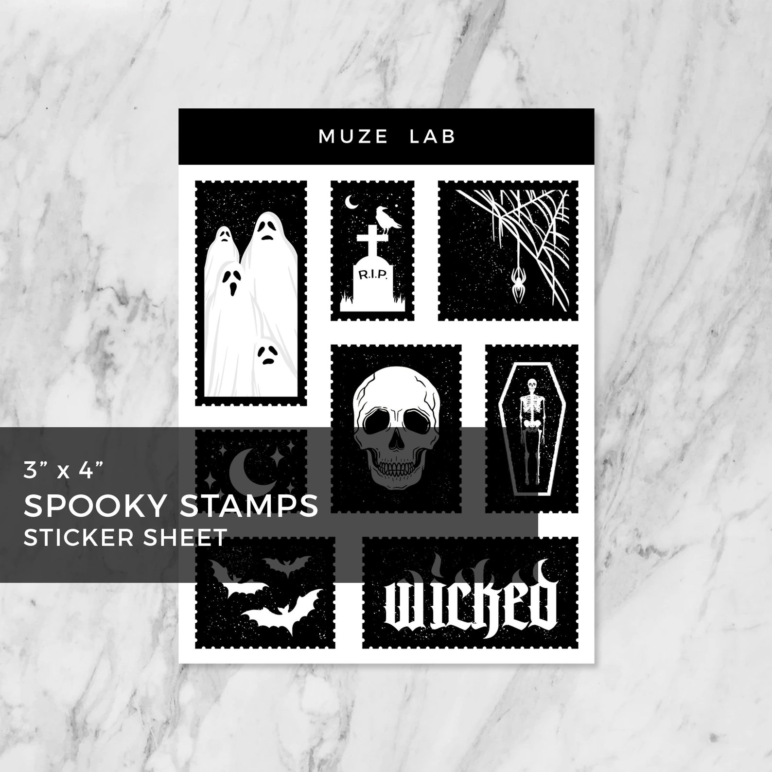 Spooky Stamps Sticker Sheet - Etsy