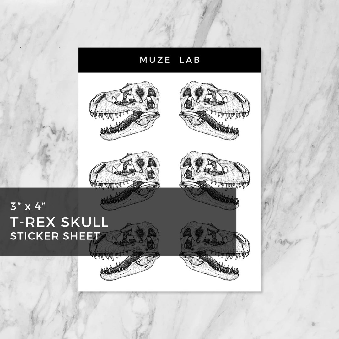 T-REX SKULL Sticker Sheet - Etsy