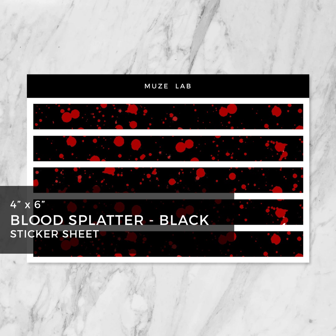 Blood Splatter Black Washi Strips Sticker Sheet - Etsy
