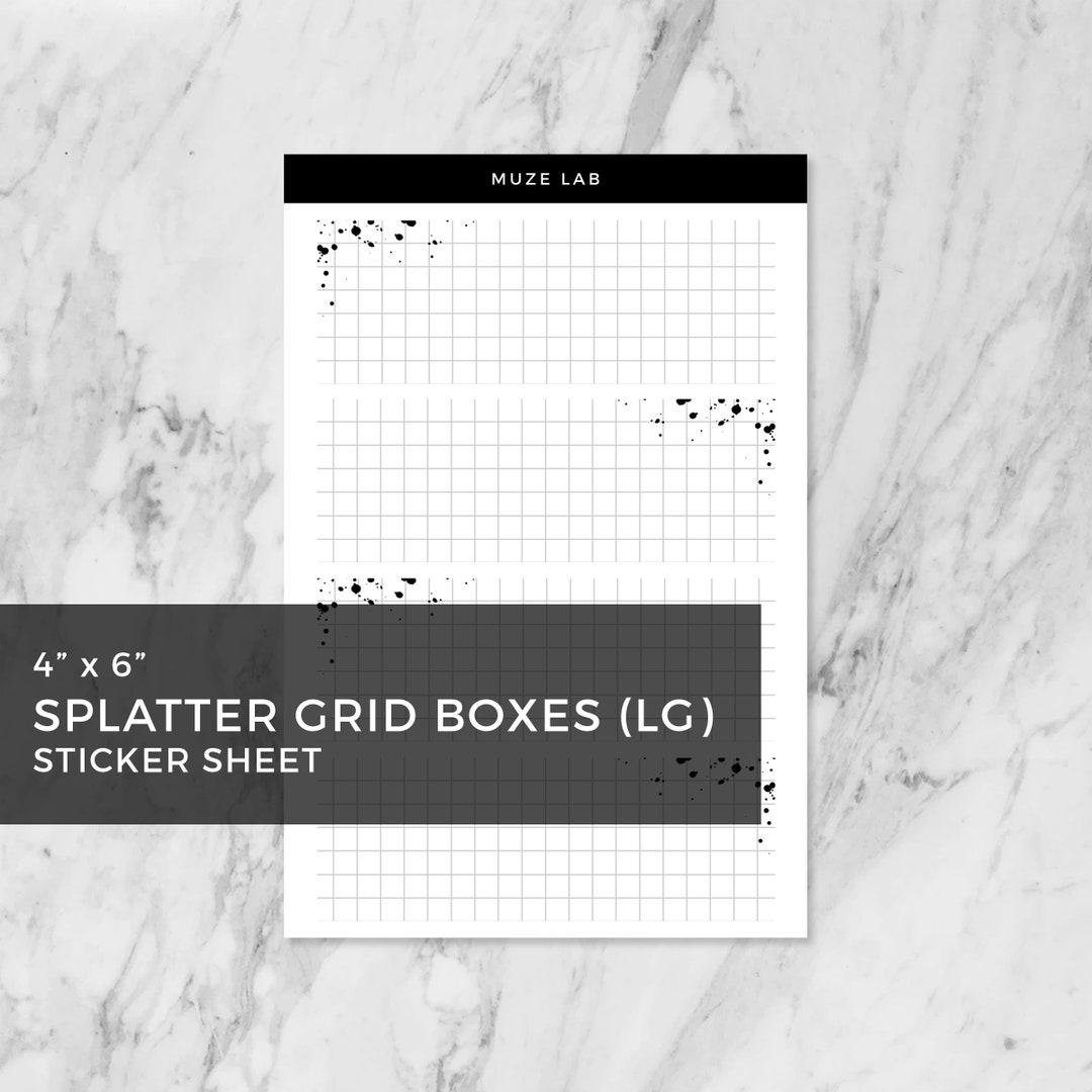 Large Splatter Grid Boxes Sticker Sheet - Etsy