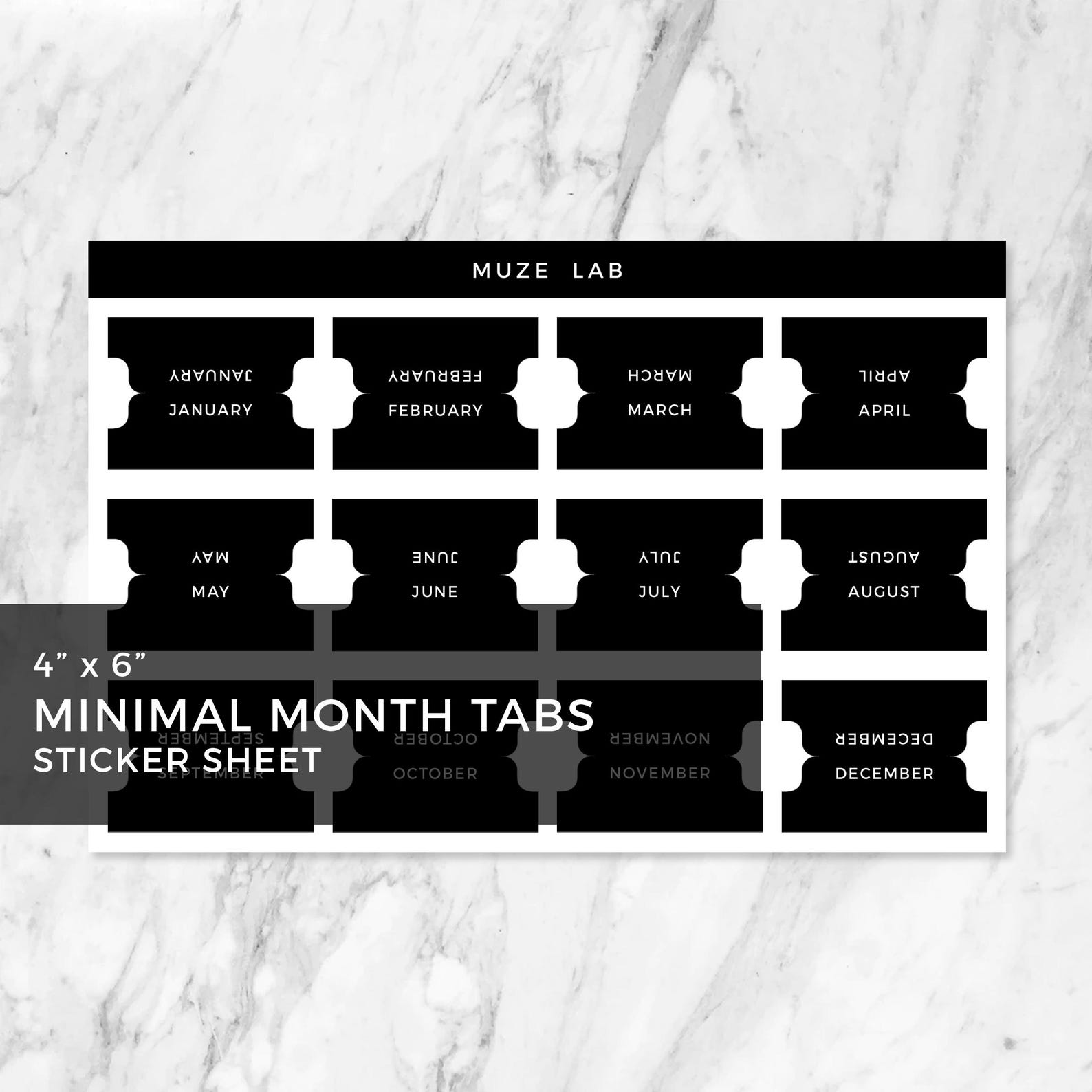 Minimal Month Tabs Sticker Sheet - Etsy