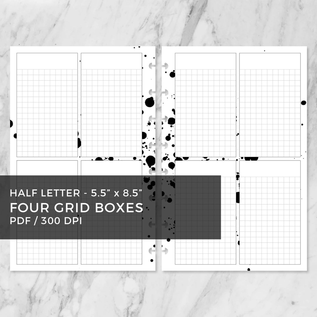 4 GRID BOXES - Half Letter - Etsy