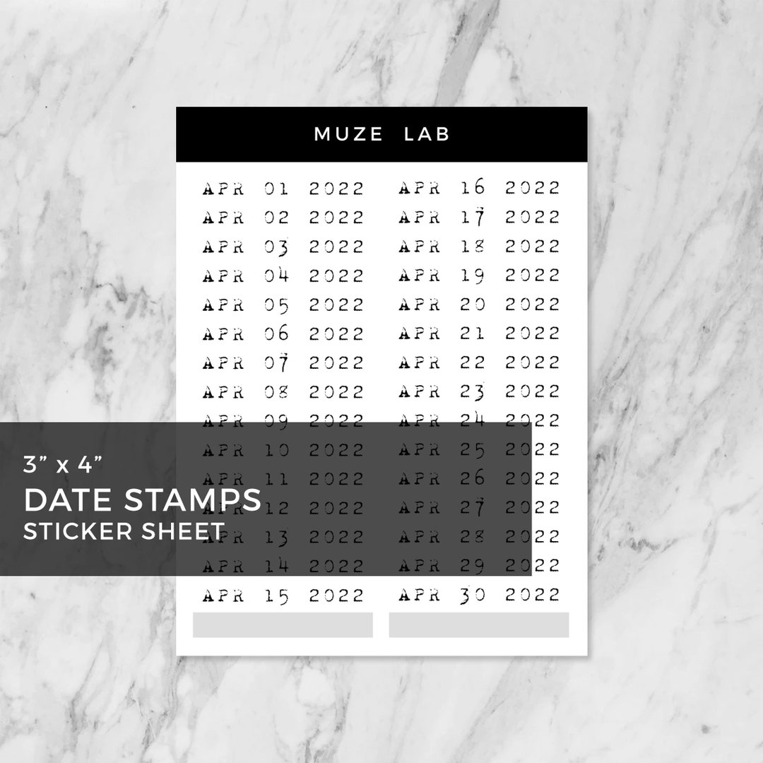 2025 Small Date Stamp Sticker Sheets - Etsy