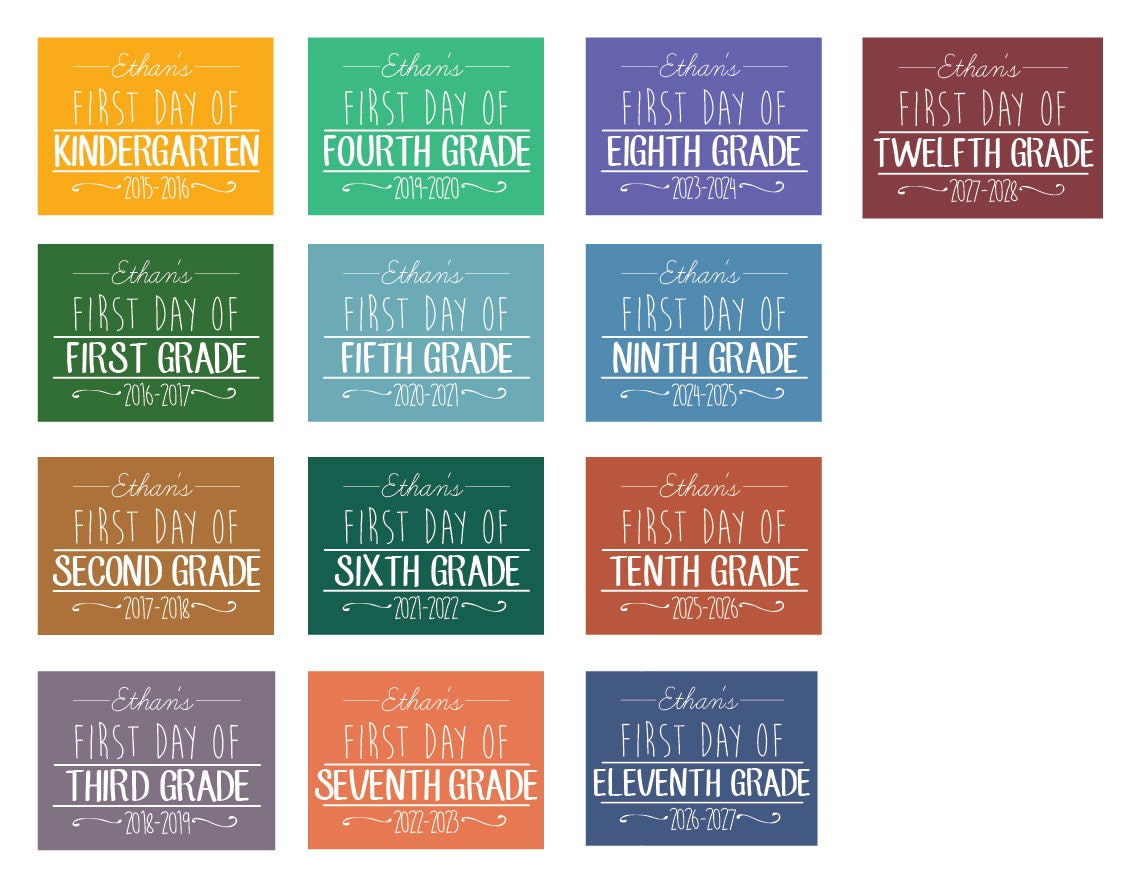 First Day of School Signs Kindergarten Through 12th Grade - Etsy