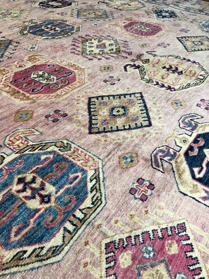 Amazing 8.9x12 Pink Kazak Rug Handmade Wool Lovely Large - Etsy